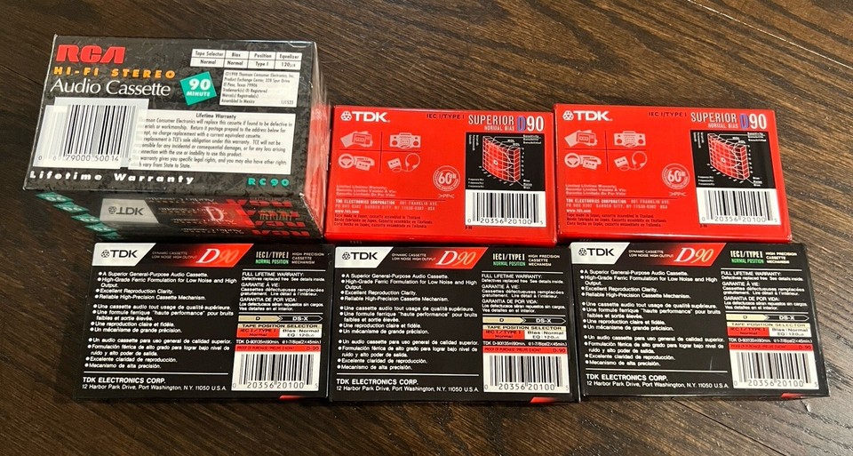 Lot Of 10 Assorted NEW SEALED 90 Minute Type I Audio Cassettes TDK RCA ...