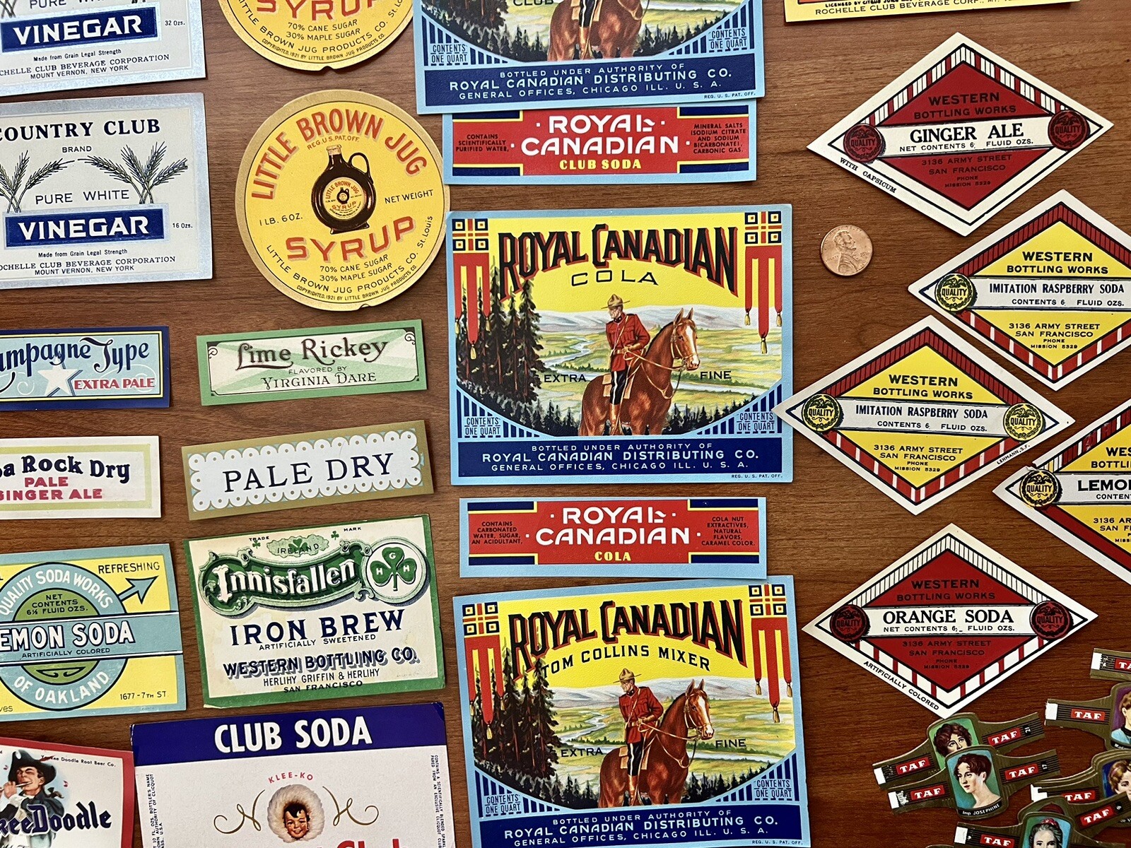 Lot Of 40 Vintage Paper Labels Soda Pop Cigars Little Brown Jug Syrup ...