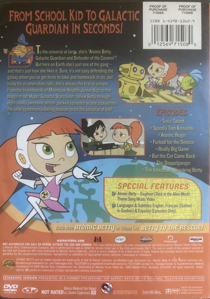 DVD NEW: Atomic Betty | Volume 1 -.Betty, Set, Go! Eight TV Episodes | eBay
