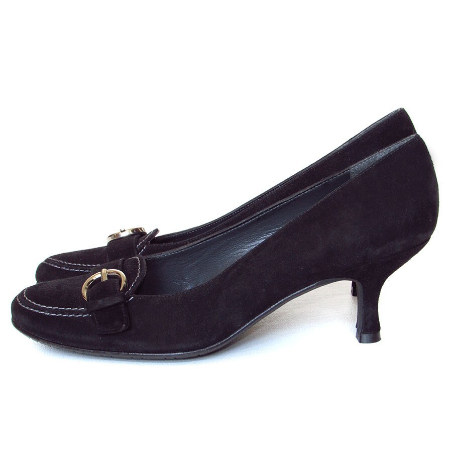 *WORK WORTHY!* Stuart Weitzman Black Suede Tailored Heels Pumps sz 6 M ...