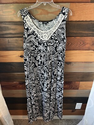 Elementz Womens Sleeveless Floral Print Dress Size L Black and White | eBay