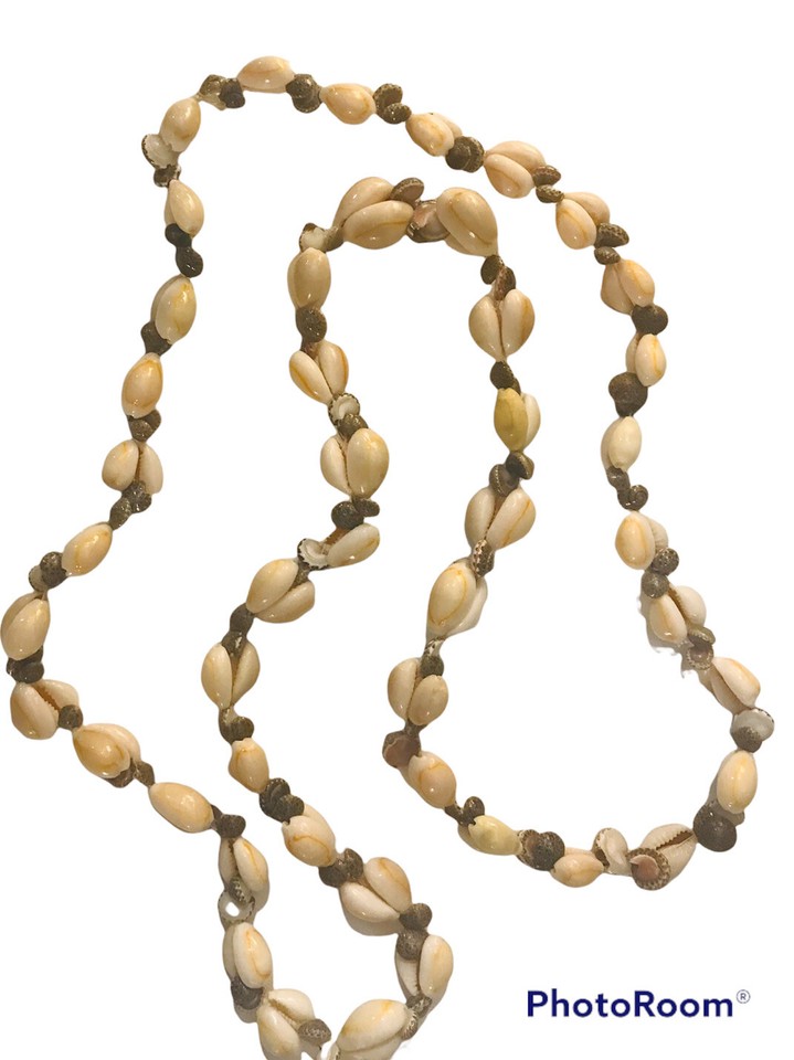 Shell Necklace 36" Hawaiian Vintage VISCO Lei Fertility Cowrie Snail ...