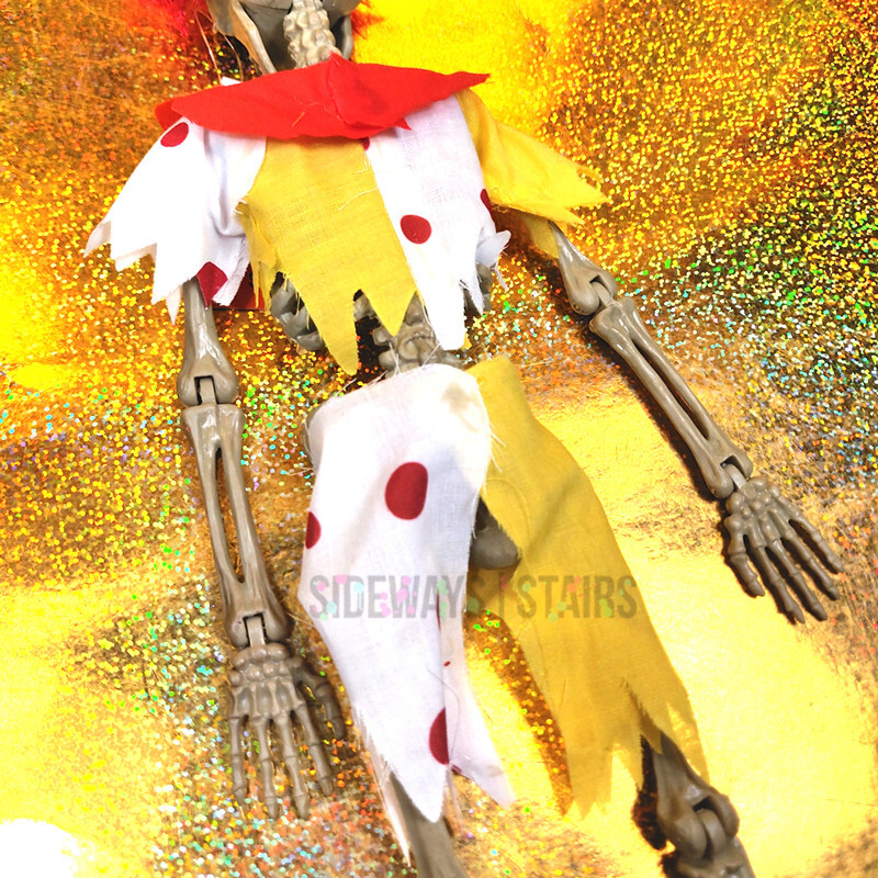 16" CREEPY CLOWN HANGING SKELETON Halloween horror evil circus spooky ...