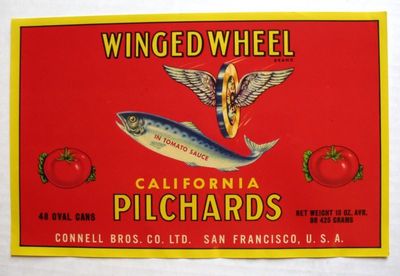 1940s Winged Wheel Sardine Pilchard Can Label | eBay