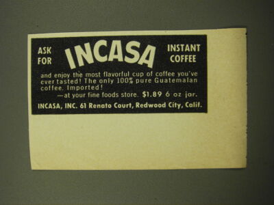 1959 Incasa Coffee Ad - Ask for Incasa Instant Coffee | eBay