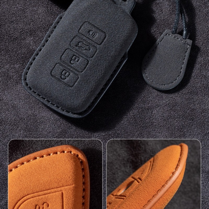 Suede Leather Car Smart Remote Key Fob Case Cover Keychain For Lexus RX ...