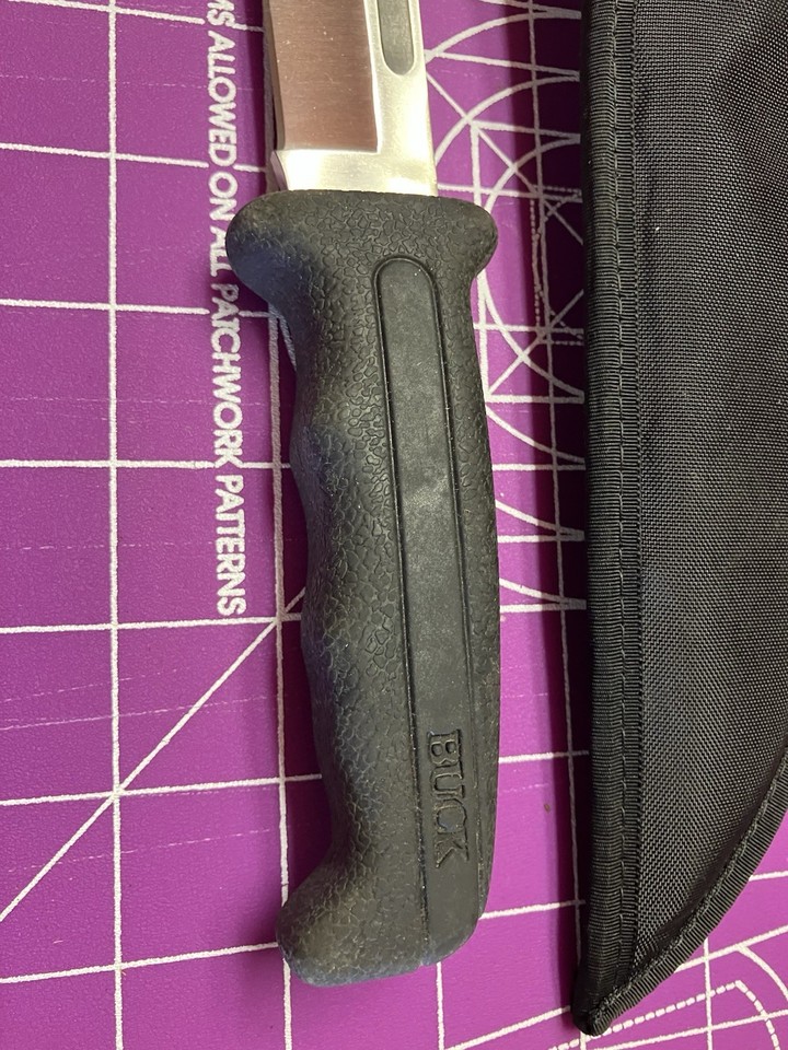 Buck 619 Vintage 1986 Rubber Handle Hunting Knife With Sheath In ...