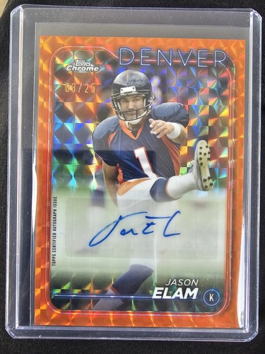 2024 Topps Chrome Football Jason Elam Auto Orange Parallel 3/25 | eBay