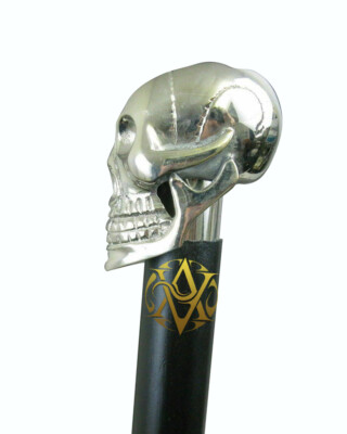 SKULL Handle Voodoo Wooden Walking Stick Pole Solid Cane Vintage ...