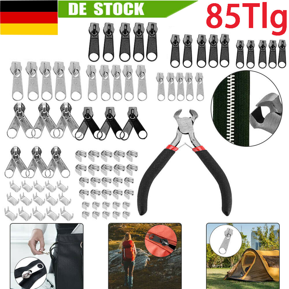 85x Reißverschluss Reparatur Set Zipper Schieber Metall Repair Ersatz ...