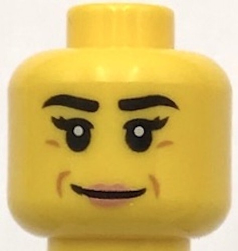 Lego New Yellow Minifigure Head Female Laugh Lines Nougat Lips Part | eBay