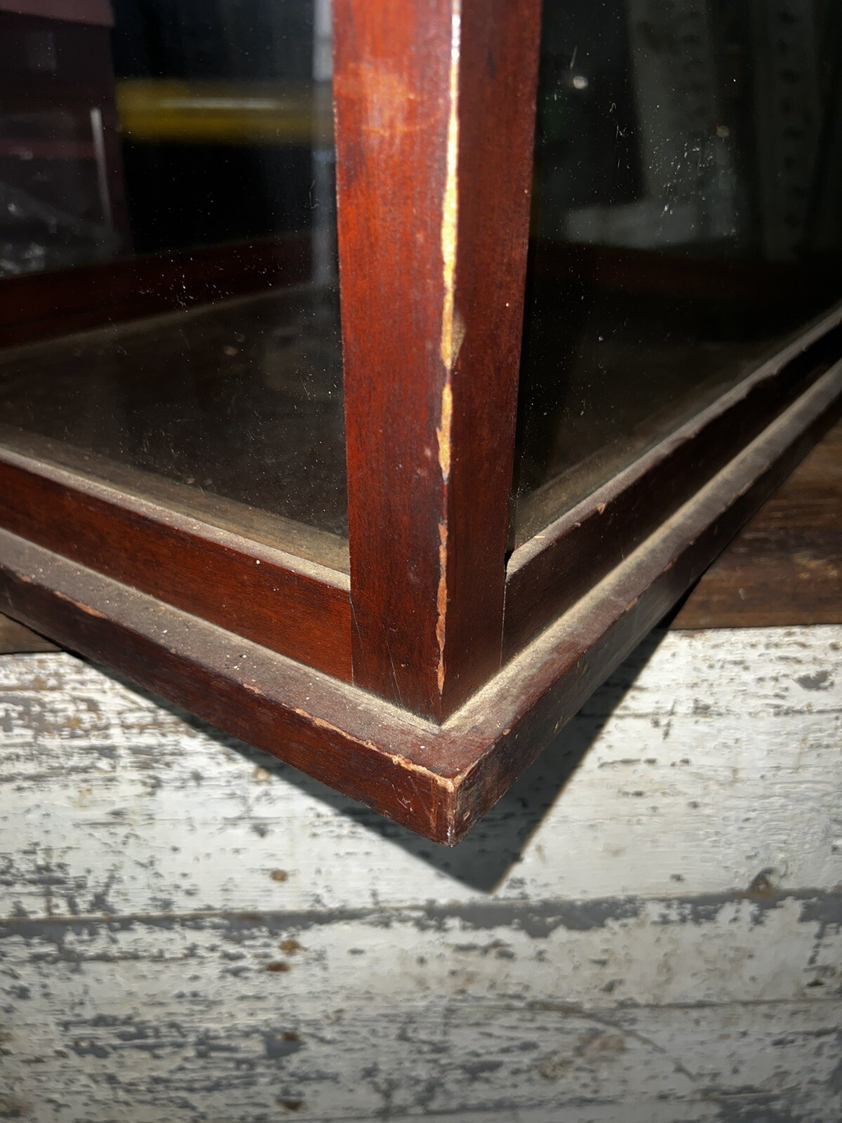 vintage antique counter top glass display case mahogany 19” d x 25” w x ...