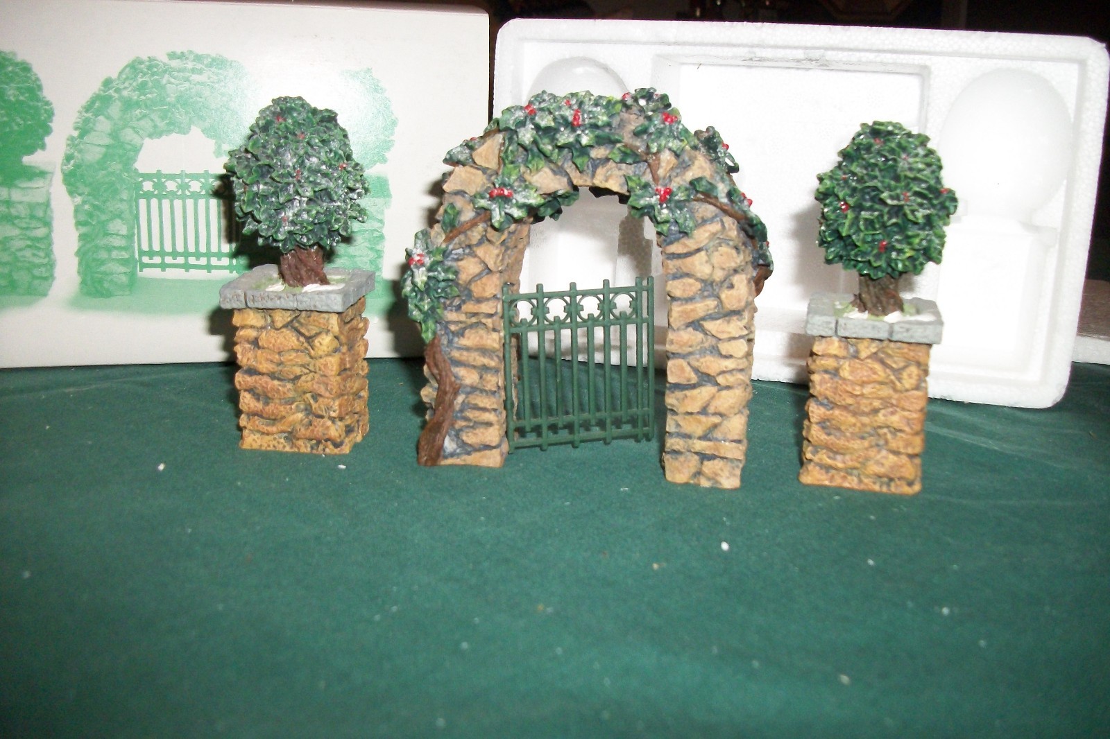 Department 56 Stone Corner Posts with Holly Tree and Stone Archway | eBay