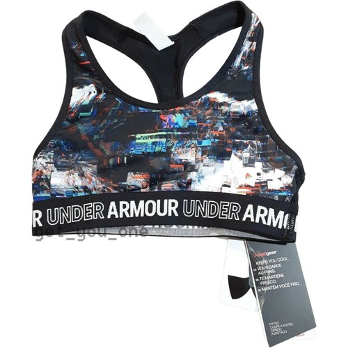 Under Armour Girls HeatGear Sports Bra Printed Black Racerback Youth ...