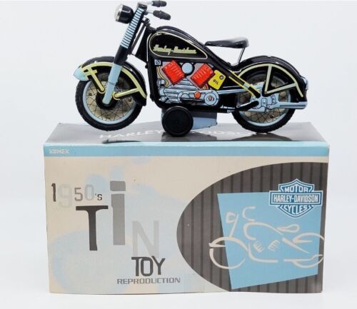 Xonex Harley Davidson Motorcycles Black 1950's Tin Toy Reproduction New ...