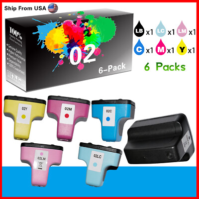 (6PK,6-Color) 02 Ink Cartridge for PhotoSmart 3108 3310 C5150 C7180 ...
