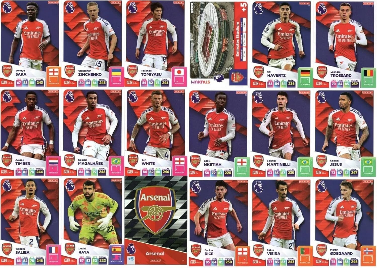Panini Premier League Adrenalyn XL 2025 24 25 Arsenal Full Base Team ...