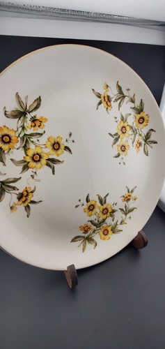 Santa Anita Ware Modern Susie Round Platter 12" White Yellow Flowers ...