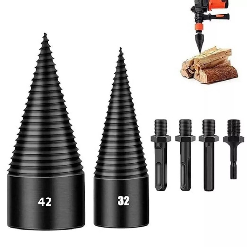 6 Wood Splitter Screw Splitting Cone Driver High Speed Twist Firewood ...