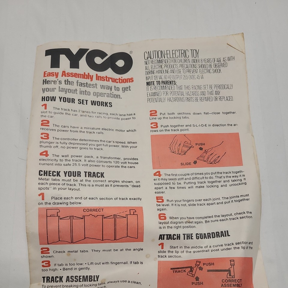 '70s Tyco Nite Glow Double Loop Slot Car Racing Set #8105 2 Cars,Box ...