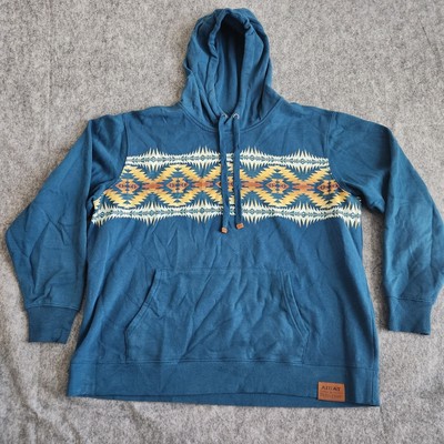 Pendleton Ariat Night Dance Aztec Hoodie Men's XL Teal Blue Sweater ...