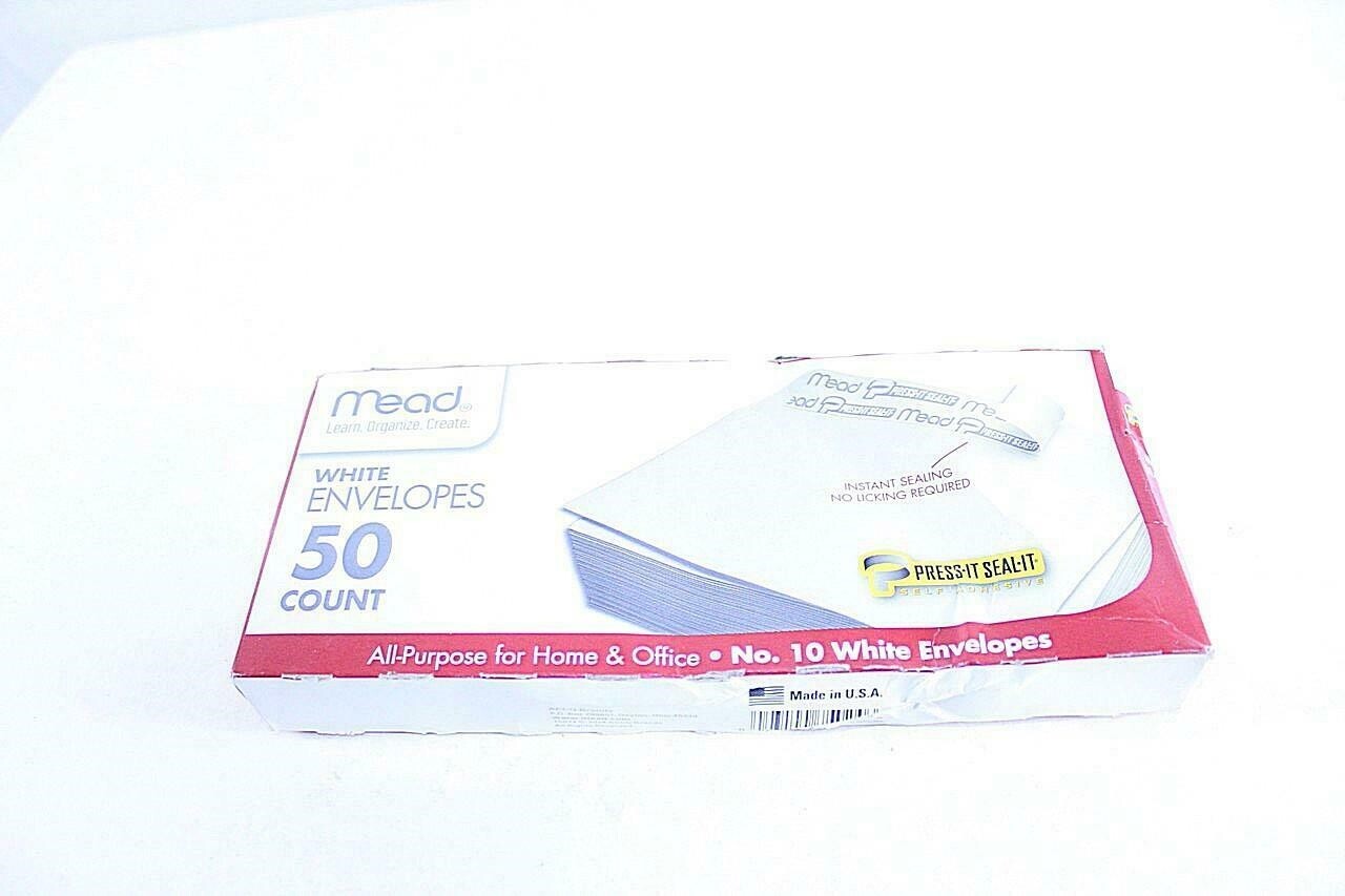 Mead #10 Envelopes, Press-It Seal-It, White, 50 Each Box (75024) 3 ...