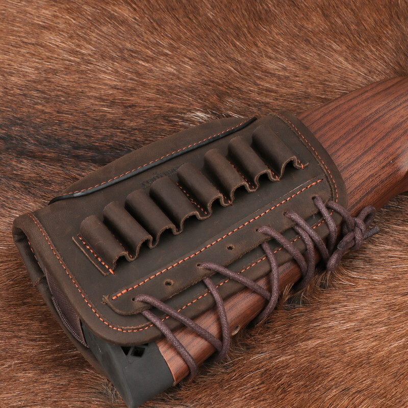 TOURBON Leather Rifle Cheek Riser Buttstock Ammo Holder for 30-30 30-06 ...