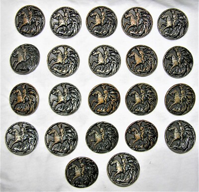 5 Antique Victorian Picture Brass Buttons Charles V On Horse w/ Foliage ...