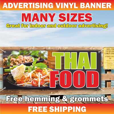THAI FOOD Advertising Banner Vinyl Mesh Sign pad sushi satay curry ...