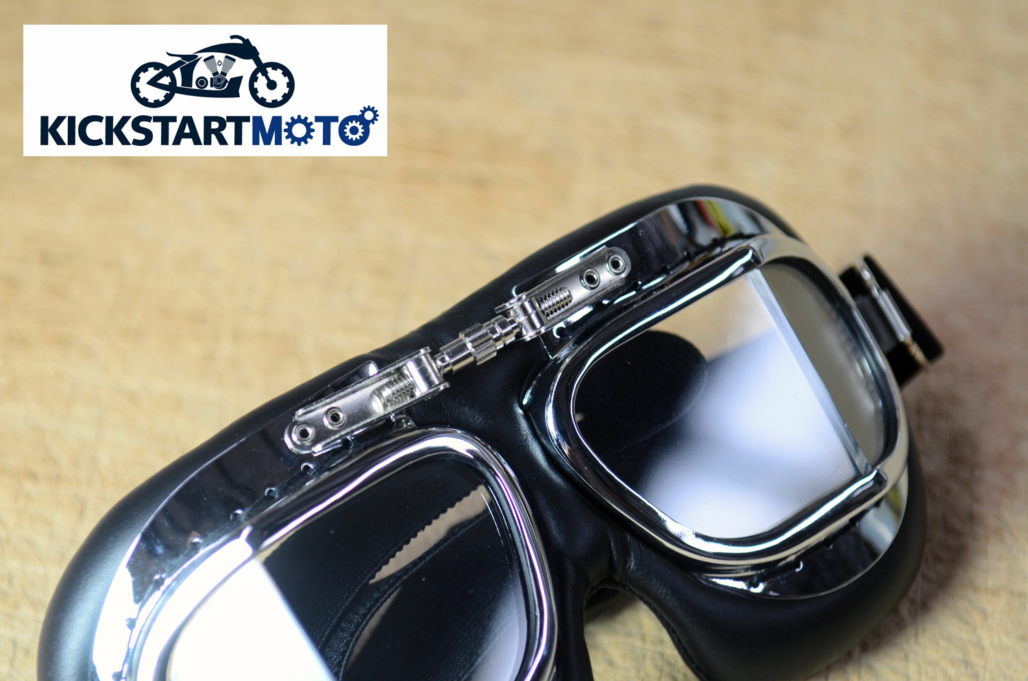 Chrome Red Baron Aviator Goggle Cafe Racer Motorcycle Goggles Retro ...