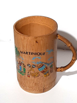 VINTAGE SOUVENIR MARTINIQUE WOOD CUP MUG 5" | eBay