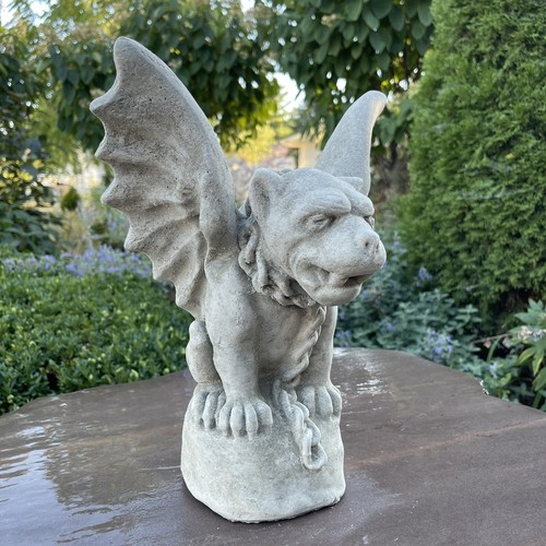 12.5" Concrete Gargoyle Garden Statue Outdoor Stone Large Figurine ...