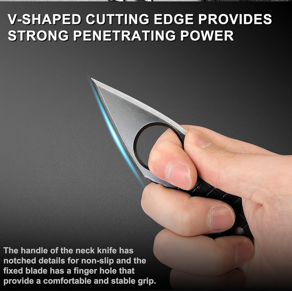 Fixed Blade Knife Self Defense Weapon Mini Defence Tool Survival Black ...