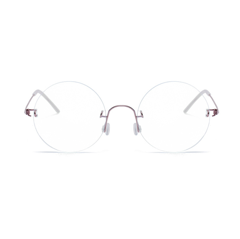 Metal Alloy Rimless Round Eyeglasses Men Women Anti Blue Light Glasses ...