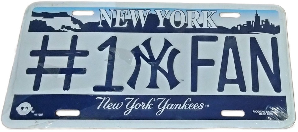 New York Yankees #1 NY Fan Embossed Metal Car License Plate | eBay