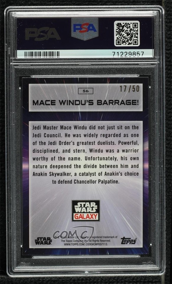 2022 Chrome Star Wars Galaxy Mojo Refractor 17/50 Mace Windu #56 PSA 9 ...