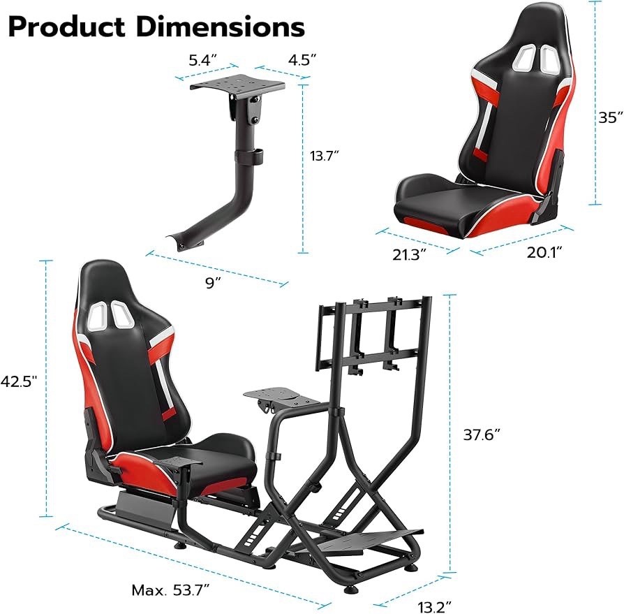 ARES WING Racing Simulator Cockpit with Monitor Mount and Seat, Formula ...