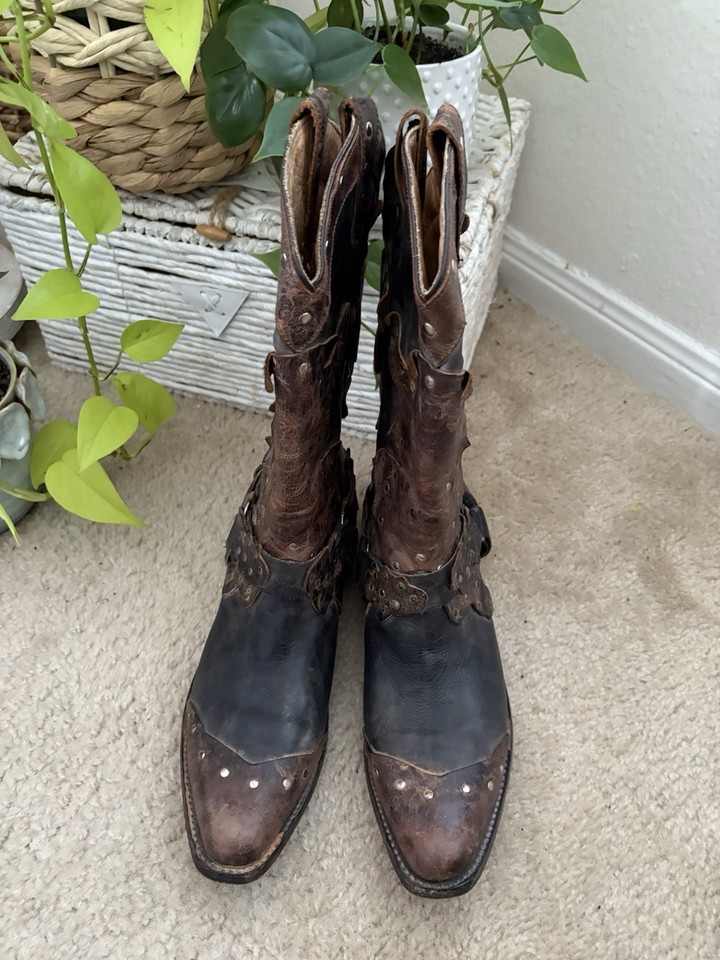 Bed Stu Runic Studded Cobbler Black& Brown Cowboy Boots Size 10 | eBay