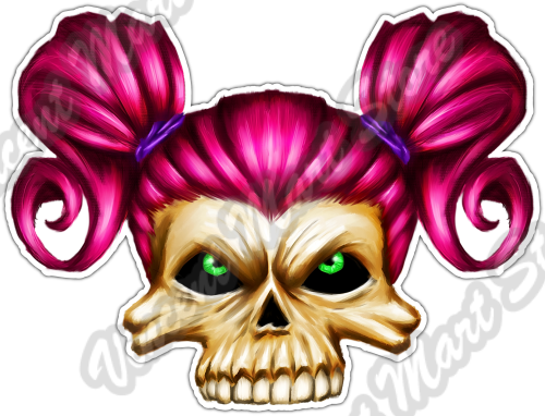 Girl Punk Pony Tails Skull Punk Pigtails Car Bumper Vinyl Sticker Decal ...