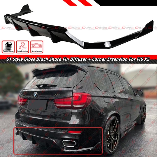 For 2015-2018 BMW X5 F15 M Sport Gloss Black Rear Bumper Diffuser W ...