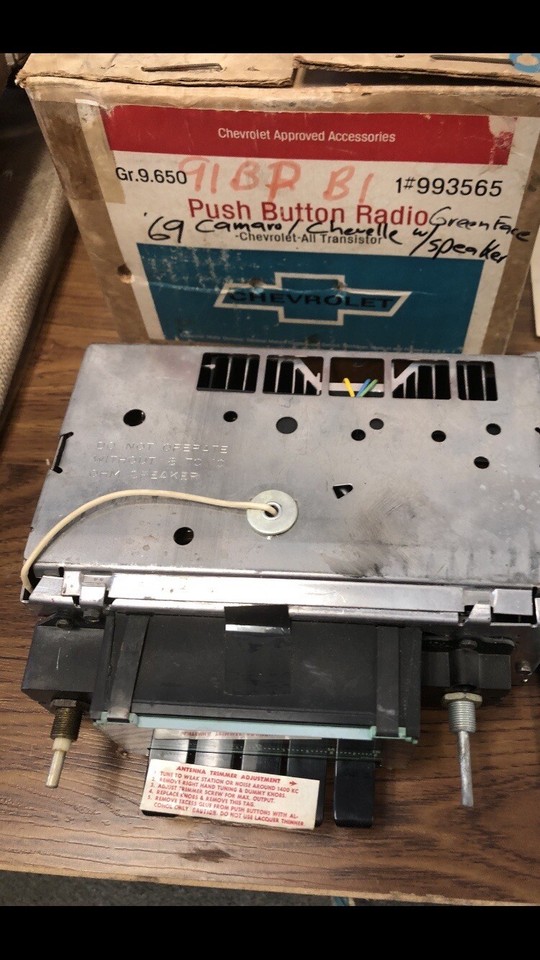 NOS GM 1969 AM Push Button Radio Delco # 91BPB1 Impala also Camaro ...