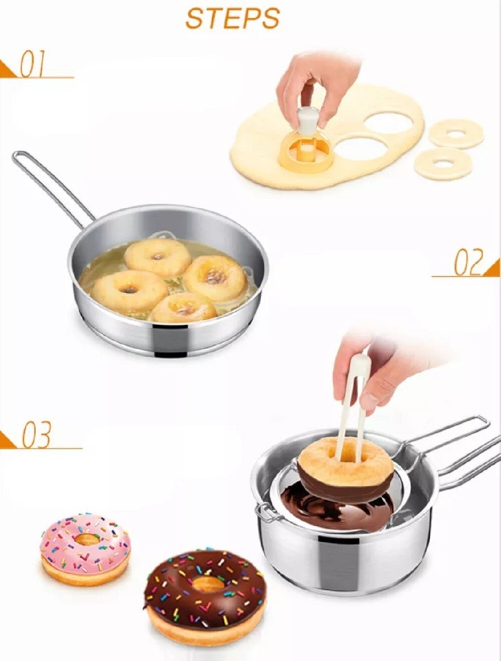 DIY Donut Cake Mold w/ Dipping Plier – Doughnut Cutter & Biscuit Stamp ...