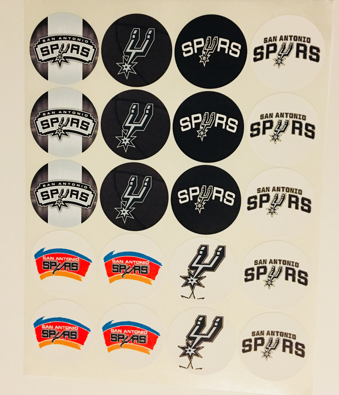 SET of 100- 2" SAN ANTONIO SPURS ADHESIVE STICKERS.Basketball.Birthday ...