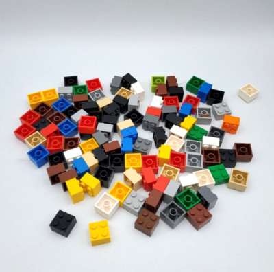 LEGO 2x2 Brick 3003 Lot x100 Colors Gray Black Red Brown Bulk Bricks ...