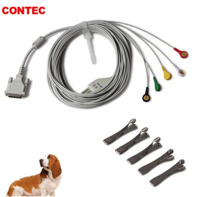 Snap Type ECG EKG Cable 5 lead wire&flat snap*5 clip Electrodes ...