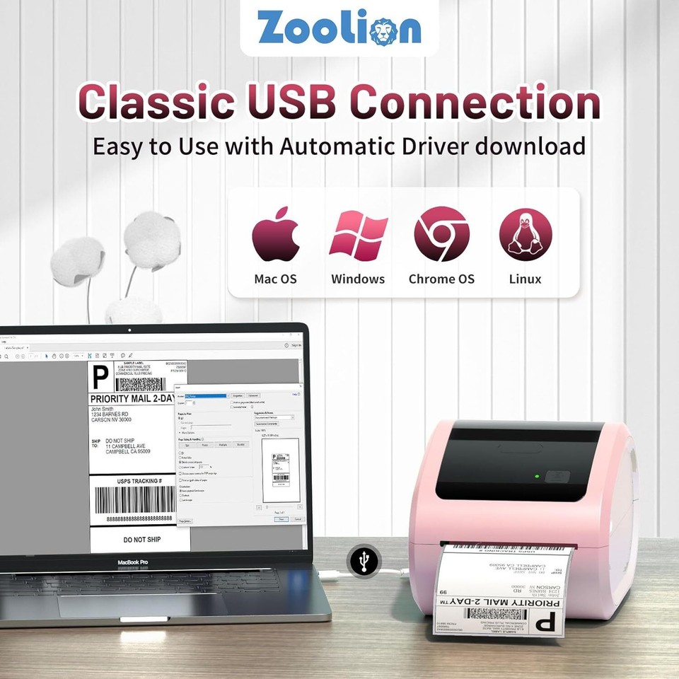 Bluetooth Thermal Label Printer 4x6 Shipping Desktop Wireless Label ...