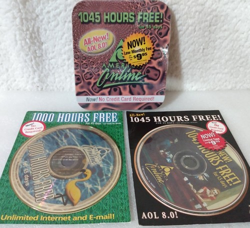 Lot of 3 Vintage AOL American On Line CD Disc 8.0 NEW SEALED Original ...
