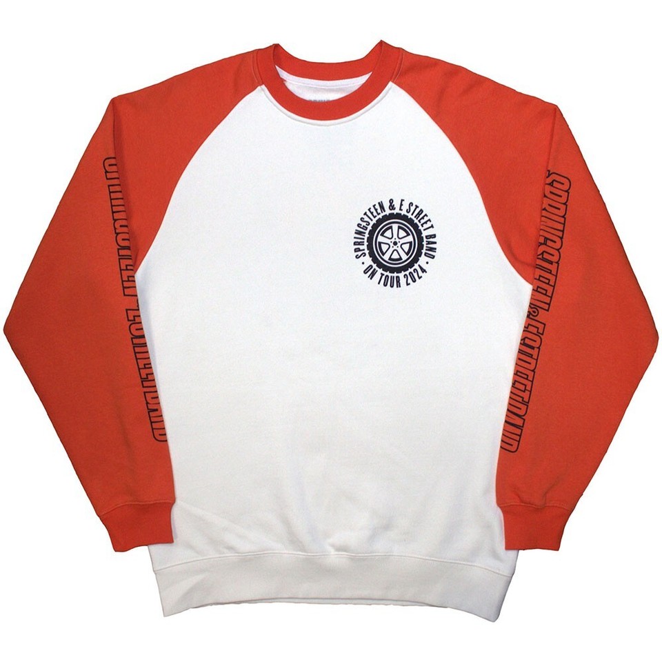 Bruce Springsteen 'Tour 24 Wheel' White / Orange Raglan T shirt - NEW ...