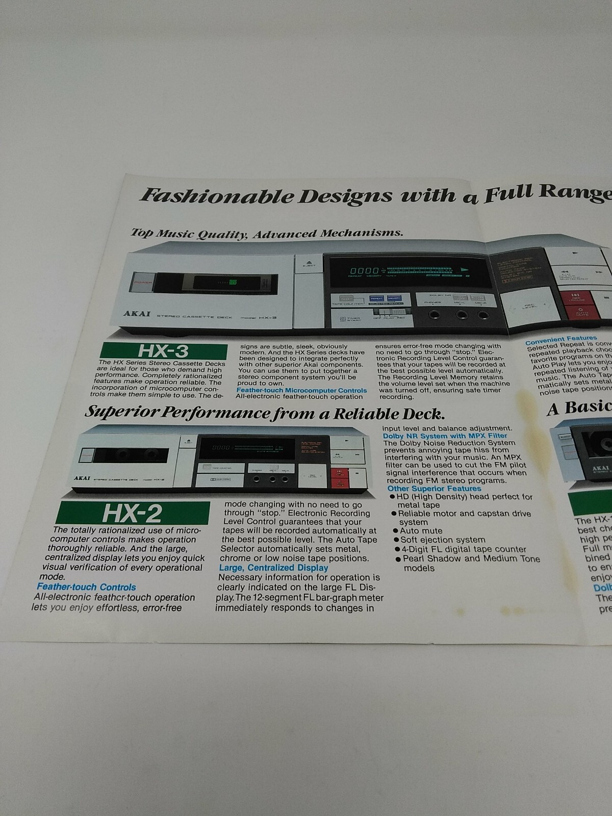 Akai HX-3 HX-2 HX-1 Cassette Decks | Vintage | 1970's | Brochure ...