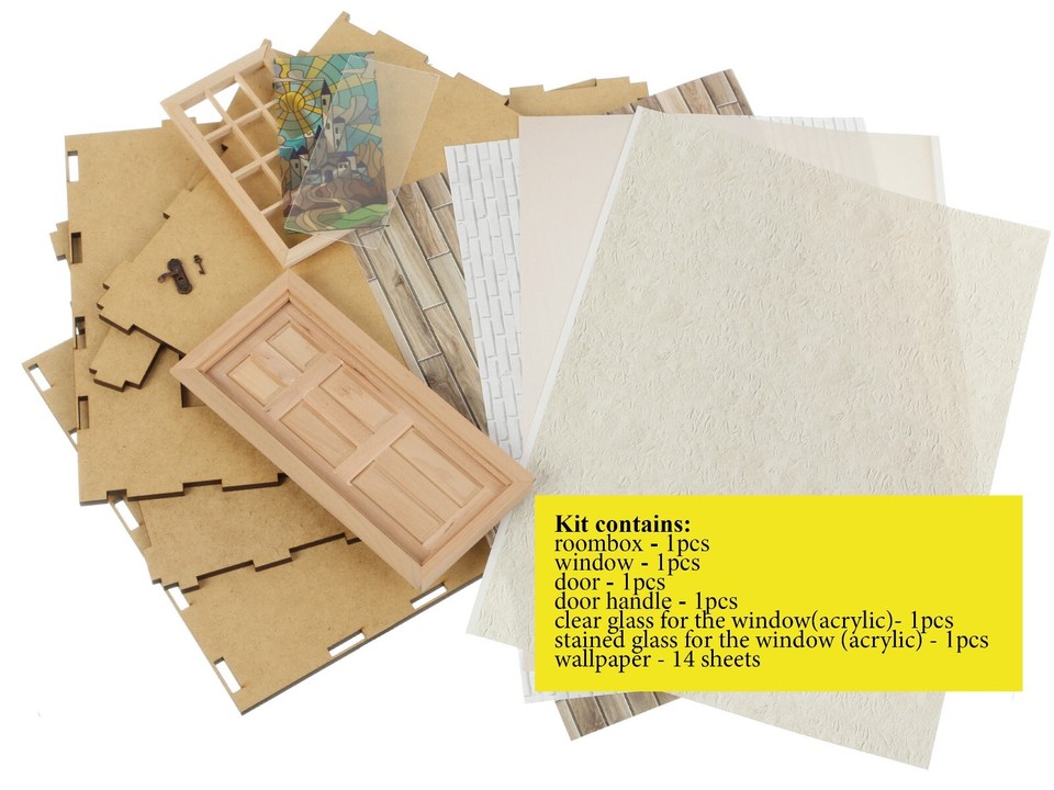 Doll House, Single Room Diorama Box Kit, with Door & Window 1:12 | eBay